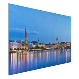 Bilderwelten Alu-Dibond Outdoor Bild Hamburg Skyline