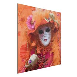 Bilderwelten Alu Dibond Outdoor Bild Portrait einzigartig modern wetterfest - Karneval in Orange - Deko Wohnzimmer Schlafzimmer