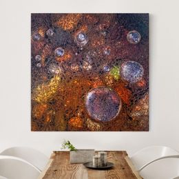 Bilderwelten Leinwandbild originell Abstrakt Kunstdruck orange - Winter im Herbst - Wandbild XXL Wohnzimmer Schlafzimmer