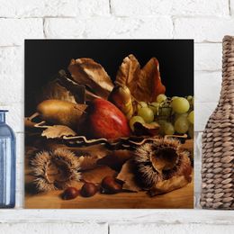 Bilderwelten Leinwandbild Kulinarisch modern Kunstdruck Leinwanddruck - Stillleben im Herbst - Wandbild XXL K&uuml;che