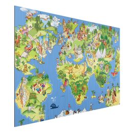 Bilderwelten Alu-Dibond Outdoor Bild Great and Funny Worldmap