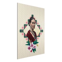 Bilderwelten Alu-Dibond Outdoor Bild Frida Kahlo - Blumen und Geometrie