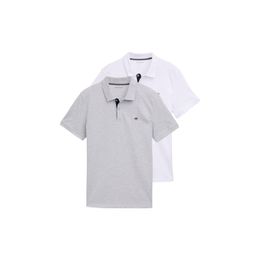Tom Tailor Herren Poloshirts im 2er-Pack, grau, Meliert, Gr. XL