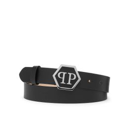 Philipp Plein G&uuml;rtel - G&uuml;rtel Hexagon - Gr. 80 - in Schwarz - f&uuml;r Damen