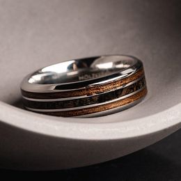 Holzkern Cartesian Ring Silber und Walnuss