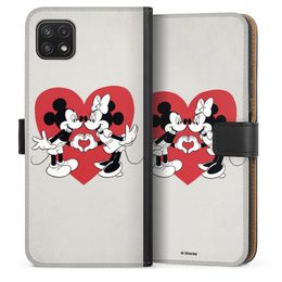 DeinDesign Galaxy A22 5G Handy Klapph&uuml;lle Handyh&uuml;lle aus Kunst Leder schwarz Flip Case Disney Heart Sideflip mit langer Lasche