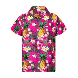 King Kameha Button Up Shirt 'Pineapple Flowers' boy Pink size 146/164