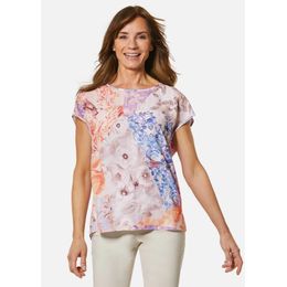 GOLDNER Druckbluse mit leichtem Glanz in flieder / apricot / gemustert | Gr.: 44