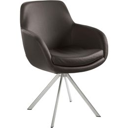 Esszimmerstuhl Musterring "Tavia", braun (dunkelbraun, edelstahl gebürstet), B:62cm H:86cm T:66cm, Stühle, Stativgestell Edelstahl, wahlweise mit Drehfunktion, diverse Farben