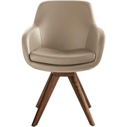 Esszimmerstuhl Musterring "Tavia", beige (sand, wild, nussbau), B:62cm H:86cm T:66cm, Stühle, Stativgestell Wildnussbaum, Drehfunktion optional, diverse Farben