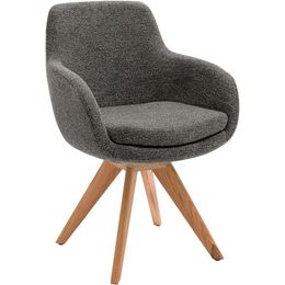 Esszimmerstuhl Musterring "Tavia", grau (anthrazit, wildeiche), B:62cm H:86cm T:66cm, Stühle, Stativgestell Wildeiche massiv, Drehfunktion optional, diverse Farben