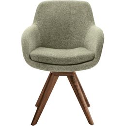 Esszimmerstuhl Musterring "Tavia", grün (oliv, wild, nussbau), B:62cm H:86cm T:66cm, Stühle, Stativgestell Wildnussbaum, Drehfunktion optional, diverse Farben