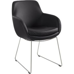 Esszimmerstuhl Musterring "Tavia", schwarz (schwarz, edelstahl gebürstet), B:62cm H:86cm T:66cm, Stühle