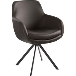 Esszimmerstuhl Musterring "Tavia", braun (dunkelbraun, eisen schwarz), B:62cm H:86cm T:66cm, Stühle, Stativgestell Eisen schwarz, Drehfunktion optional, diverse Farben