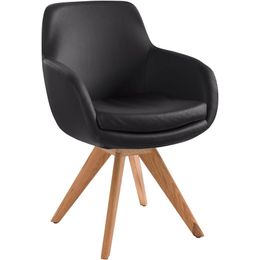 Esszimmerstuhl Musterring "Tavia", schwarz (schwarz, wildeiche), B:62cm H:86cm T:66cm, Stühle, Stativgestell Wildeiche massiv, Drehfunktion optional, diverse Farben