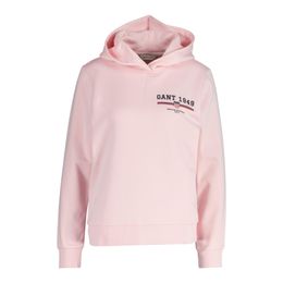 Hoodie Gant "REG GRAPHIC HOODIE", Damen, Gr. XXL, rot (salmon), Sweatware, Obermaterial: 80% Baumwolle, 20% Polyester, regular fit, Rippbündchen, Sweatshirts, gerippte Abschlüsse, Kapuze ohne Kordel