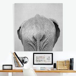 Bilderwelten Leinwandbild Tiere Motiv Kunstdruck schwarz weiss - Elefant von hinten Schwarz Wei&szlig; - Elefant XXL Kinderzimmer Baby M&auml;dchen Jungen