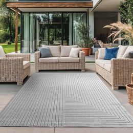 Ayyildiz Teppiche Outdoorteppich »NOVA 1202« rechteckig 5 mm Höhe Läufer, In und Outdoor, Hoch Tief Effekt, Wohnzimmer, Aussenbereich Silber...