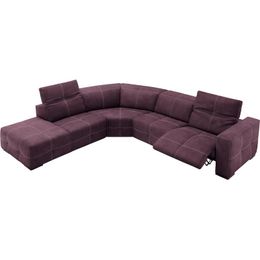 Egoitaliano Ecksofa »Sauvanne, Designsofa der Extraklasse, elegant und bequem« wahlweise mit elektrischer Relaxfunktion, Kopfteilverstellung plum