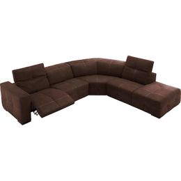 Egoitaliano Ecksofa »Sauvanne, Designsofa der Extraklasse, elegant und bequem« wahlweise mit elektrischer Relaxfunktion, Kopfteilverstellung taupe