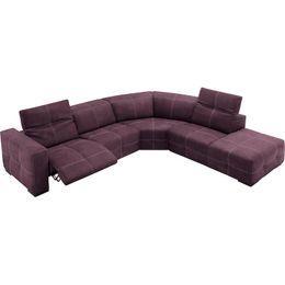 Egoitaliano Ecksofa »Sauvanne, Designsofa der Extraklasse, elegant und bequem« wahlweise mit elektrischer Relaxfunktion, Kopfteilverstellung plum