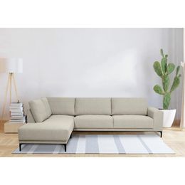 Places of Style Ecksofa »Xander, L-Form, « Breite 289 cm, Webstoff, Soft-Touch Chenille, schwarze Metallfüße beige