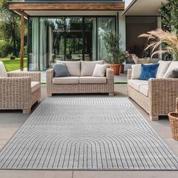 Ayyildiz Teppiche Outdoorteppich »NOVA 1201« rechteckig 5 mm Höhe Läufer, In und Outdoor, Wohnzimmer, Aussenbereich Silber Obermaterial: 100%...