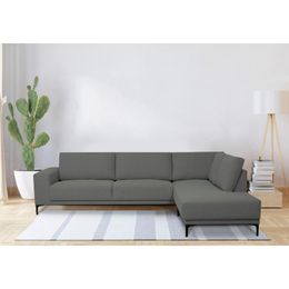 Places of Style Ecksofa »Xander, L-Form, « Breite 289 cm, Webstoff, Soft-Touch Chenille, schwarze Metallfüße grey