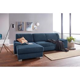 DOMO collection Ecksofa »Anzio L-Form, whlw. Bettfunktion, Federkern, hochwertig, Breite 271 cm« Mit Bettfunktion, Recamiere links, Struktur fein,...