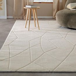 Wecon Home Teppich »Unplugged, auch in quadratischer Form« rechteckig 10 mm Höhe Kurzflor, Hoch Tief Struktur, gewebt, Wohnzimmer, Schlafzimmer,...
