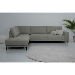 Places of Style Ecksofa »Xander, L-Form, « Breite 289 cm, Webstoff, Soft-Touch Chenille, schwarze Metallfüße green