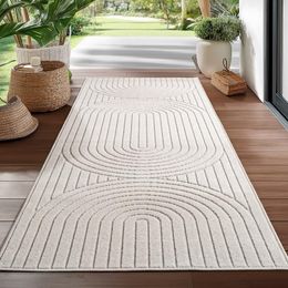 Ayyildiz Teppiche Outdoorteppich »NOVA 1201« rechteckig 5 mm Höhe Läufer, In und Outdoor, Wohnzimmer, Aussenbereich Creme Obermaterial: 100%...