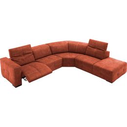 Egoitaliano Ecksofa &raquo;Sauvanne, Designsofa der Extraklasse, elegant und bequem&laquo; wahlweise mit elektrischer Relaxfunktion, Kopfteilverstellung marsala