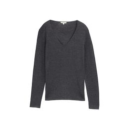 Tom Tailor Damen Strickpullover mit V-Ausschnitt, grau, Meliert, Gr. XL