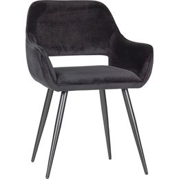 Esszimmerstuhl Woood "Jel", schwarz (schwarz, schwarz), B:60cm H:80cm T:57cm, Stoff, Stühle, gepolstert, 4-Fuß-Gestell, H 80 cm x B 60 cm
