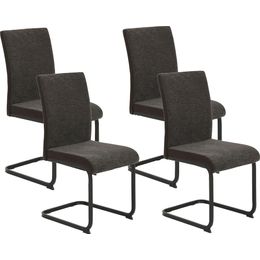 Freischwinger Hela "LINN", braun (braun, schwarz), B:43cm H:92cm T:54cm, 100% Polyester, Stühle, Esszimmerstuhl im praktischen 2er oder 4er Set