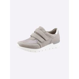 Waldläufer Klettschuh WALDLÄUFER, Damen, Gr. 4,5, grau (taupe), Nubukleder, Textil, Basic, Schuhe