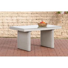 CLP Polyrattan Esstisch Fisolo 5mm Rundrattan Glasplatte 5 mm Sicherheitsglas,perlweiß