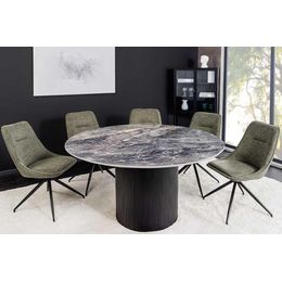 Riess Ambiente Runder Esstisch UNIQUE 120cm schwarz Keramik mit Säulenfuß Riess-Ambiente Esszimmertisch Küchentisch 4 Personen Modern