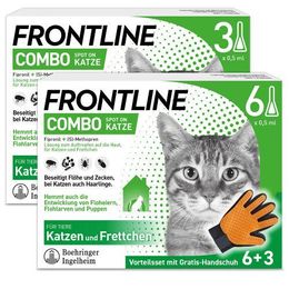 Frontline COMBO 6St + 3St mit gratis Fellpflegehandschuh 9 St