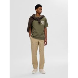 Selected Bundfaltenhose Herren Größe 50 dunkelbeige