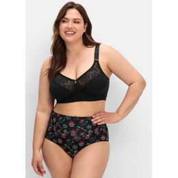 sheego Damen Bügelloser BH mit Spitze und wattierten Cups, schwarz, Größe 95E