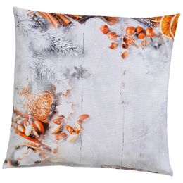 Kissenhüllen CASATEX "cakes and nuts, Weihnachtsdeko", bunt (weiß, grau, braun), B:40cm L:40cm, Baumwolle, Obermaterial: 100% Baumwolle, Kissenbezüge