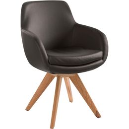 Esszimmerstuhl Musterring "Tavia", braun (dunkelbraun, wildeiche), B:62cm H:86cm T:66cm, Stühle, Stativgestell Wildeiche massiv, Drehfunktion optional, diverse Farben