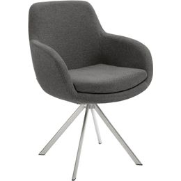 Esszimmerstuhl Musterring "Tavia", grau (anthrazit, edelstahl gebürstet), B:62cm H:86cm T:66cm, Stühle, Stativgestell Edelstahl, wahlweise mit Drehfunktion, diverse Farben