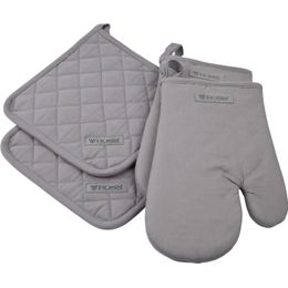 Topflappen Ross "Exclusiv", silber (silberfarben), 100% Baumwolle, Topflappen, 2x Topflappen und 2x Grillhandschuh, 100% Baumwolle