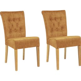 Polsterstuhl Home Affaire "Queen", gold (goldgelb, natur), B:46cm H:93cm T:64cm, 100% Polyester, Stühle, Esszimmerstuhl mit Knopfheftung, 2er, 4er oder 6er-Set