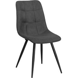 Esszimmerstuhl OMG DESIGN "Peak", grau (anthracit, schwarz), B:48cm H:88cm T:65cm, Stühle, moderne Sitzschale in Microfaser Lederoptik