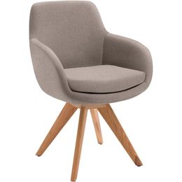 Esszimmerstuhl Musterring "Tavia", grau (taupe, wildeiche), B:62cm H:86cm T:66cm, Stühle, Stativgestell Wildeiche massiv, Drehfunktion optional, diverse Farben