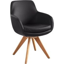 Esszimmerstuhl Musterring "Tavia", schwarz (schwarz, eiche bianco), B:62cm H:86cm T:66cm, Stühle, Stativgestell Eiche Bianco, Drehfunktion optional, diverse Farben